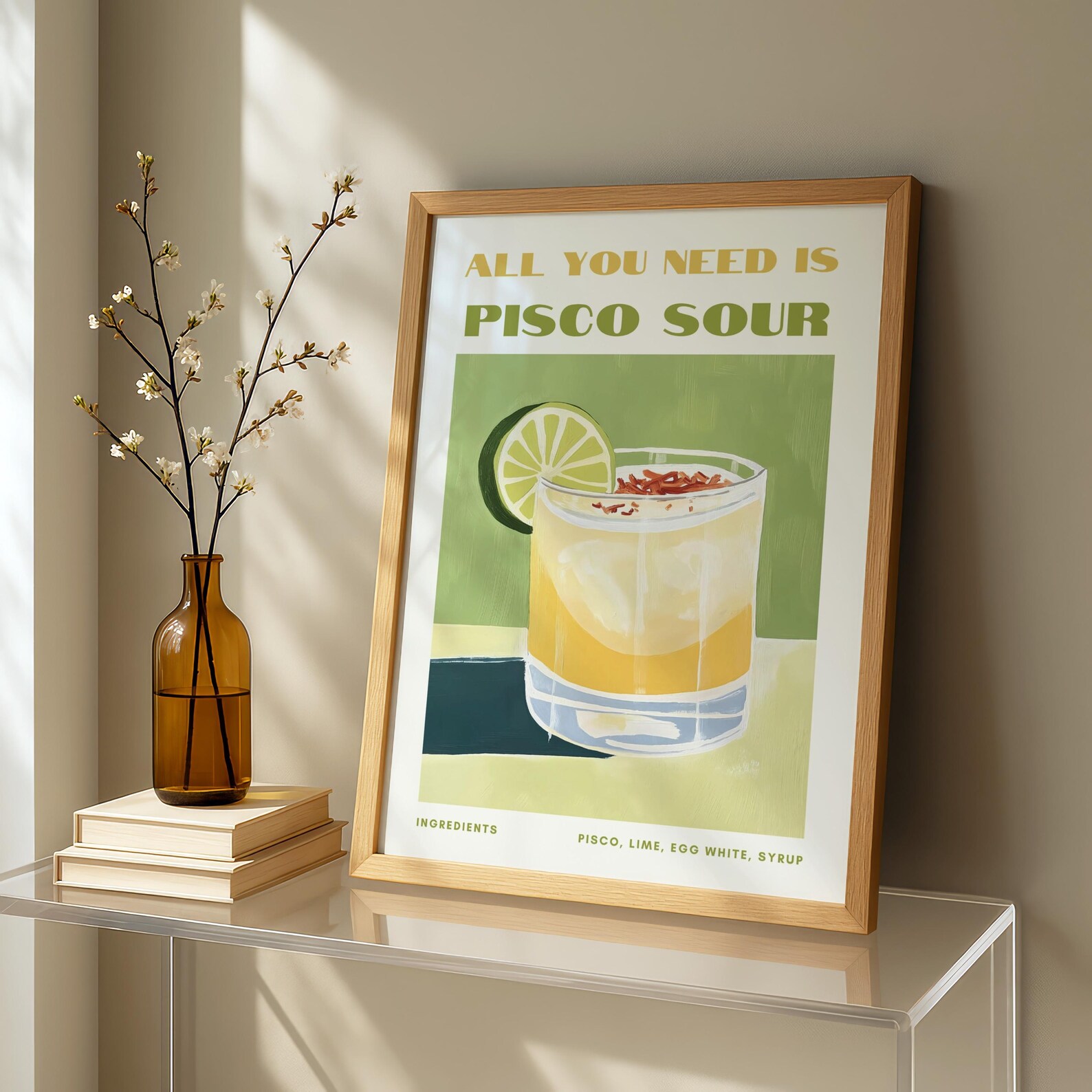 Pisco Sour Print – Classic Peruvian Cocktail Poster, Pisco Sour Wall ...