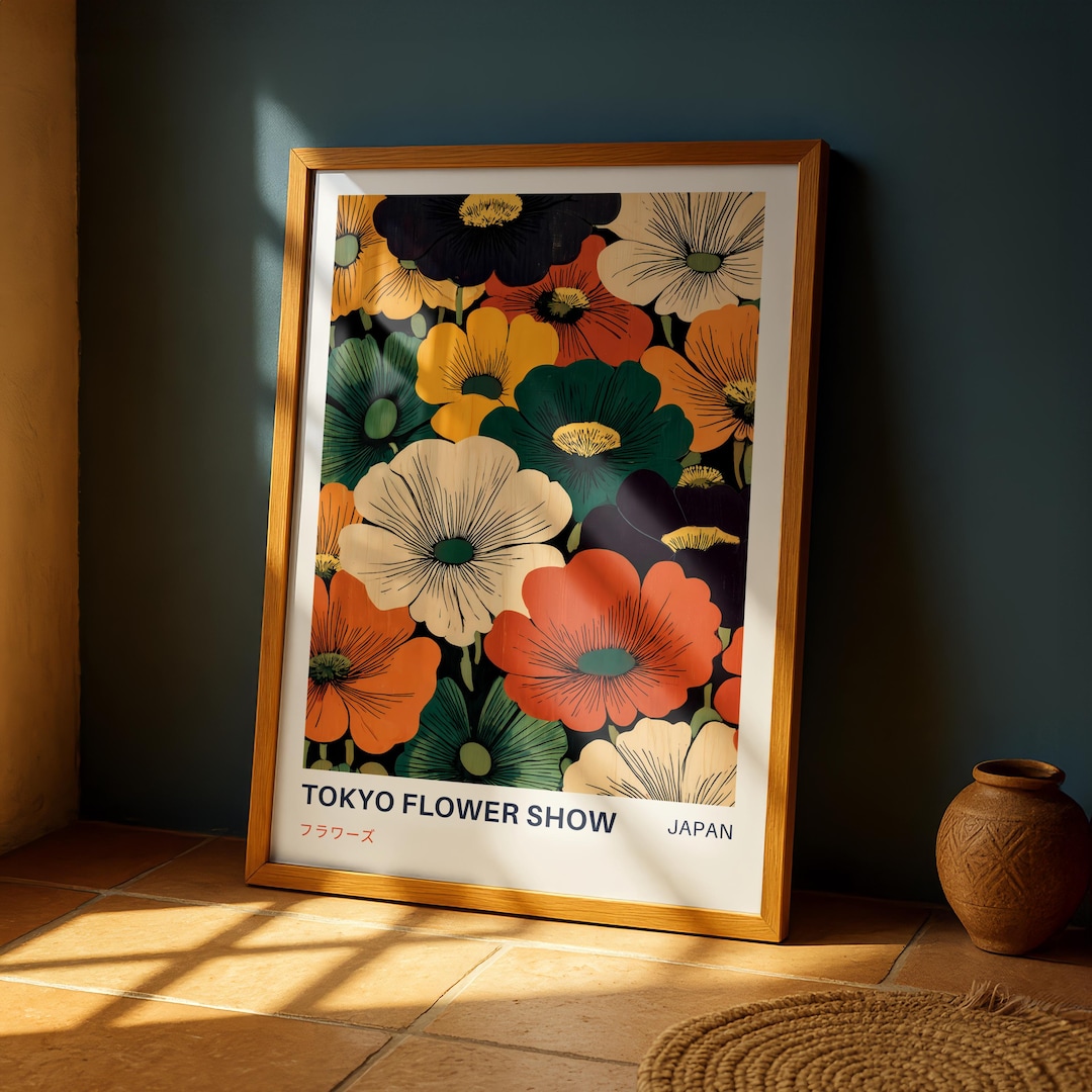 Tokyo Flower Show Vintage Art Print – Japanese Floral Poster, Bold ...