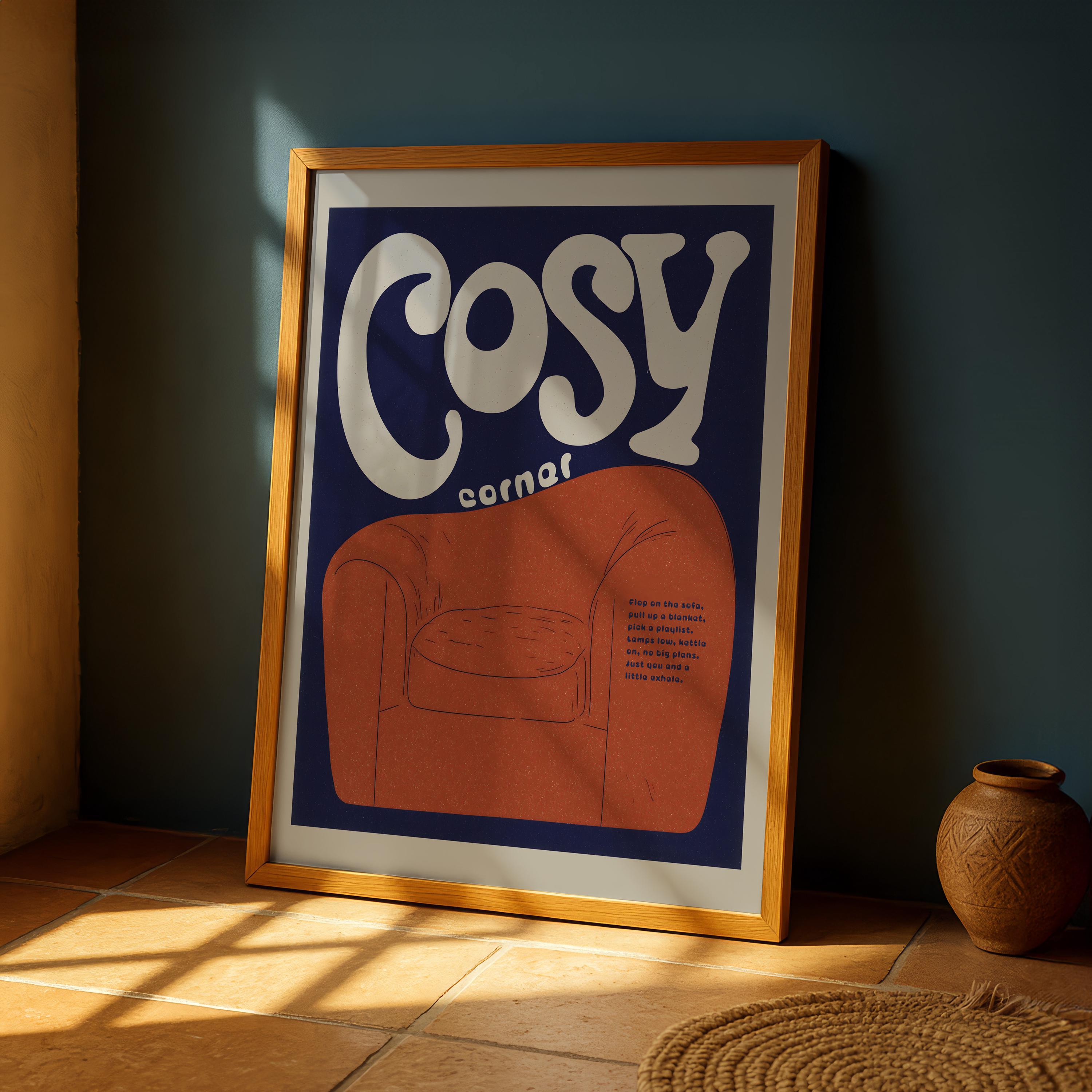Living Room Wall Art, Cozy Decor Print, Retro Typography Poster – “cosy ...