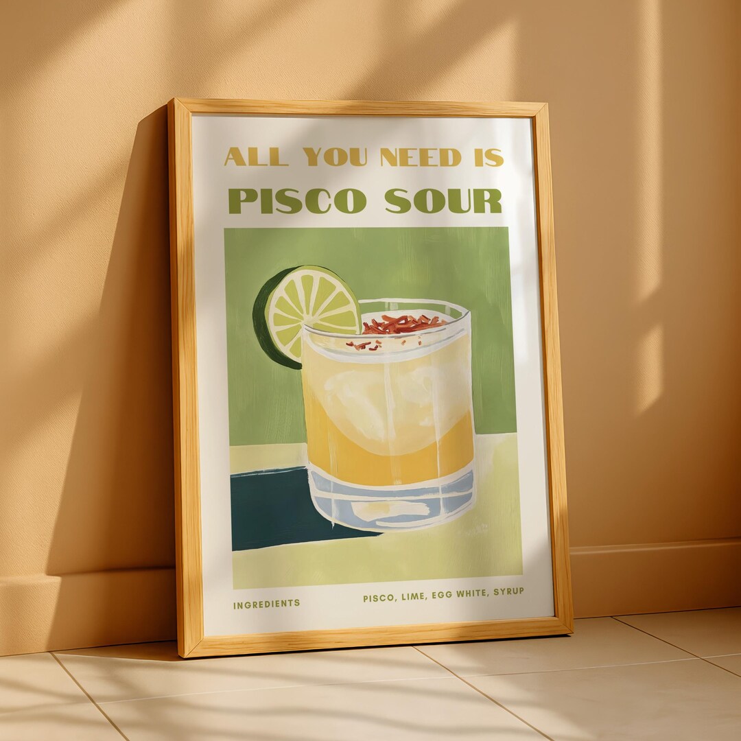 Pisco Sour Print – Classic Peruvian Cocktail Poster, Pisco Sour Wall ...