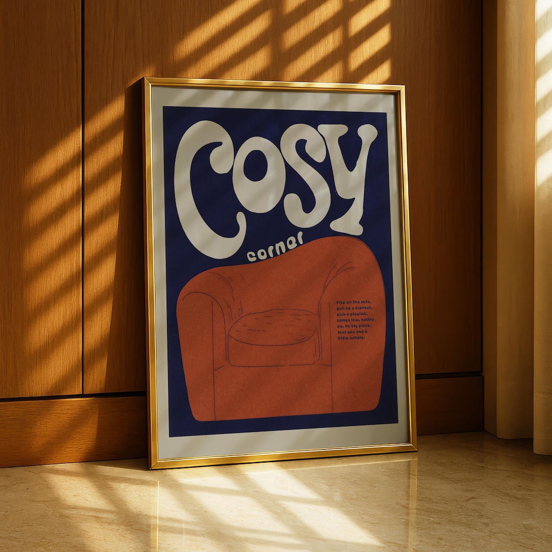 Living Room Wall Art, Cozy Decor Print, Retro Typography Poster – “cosy ...