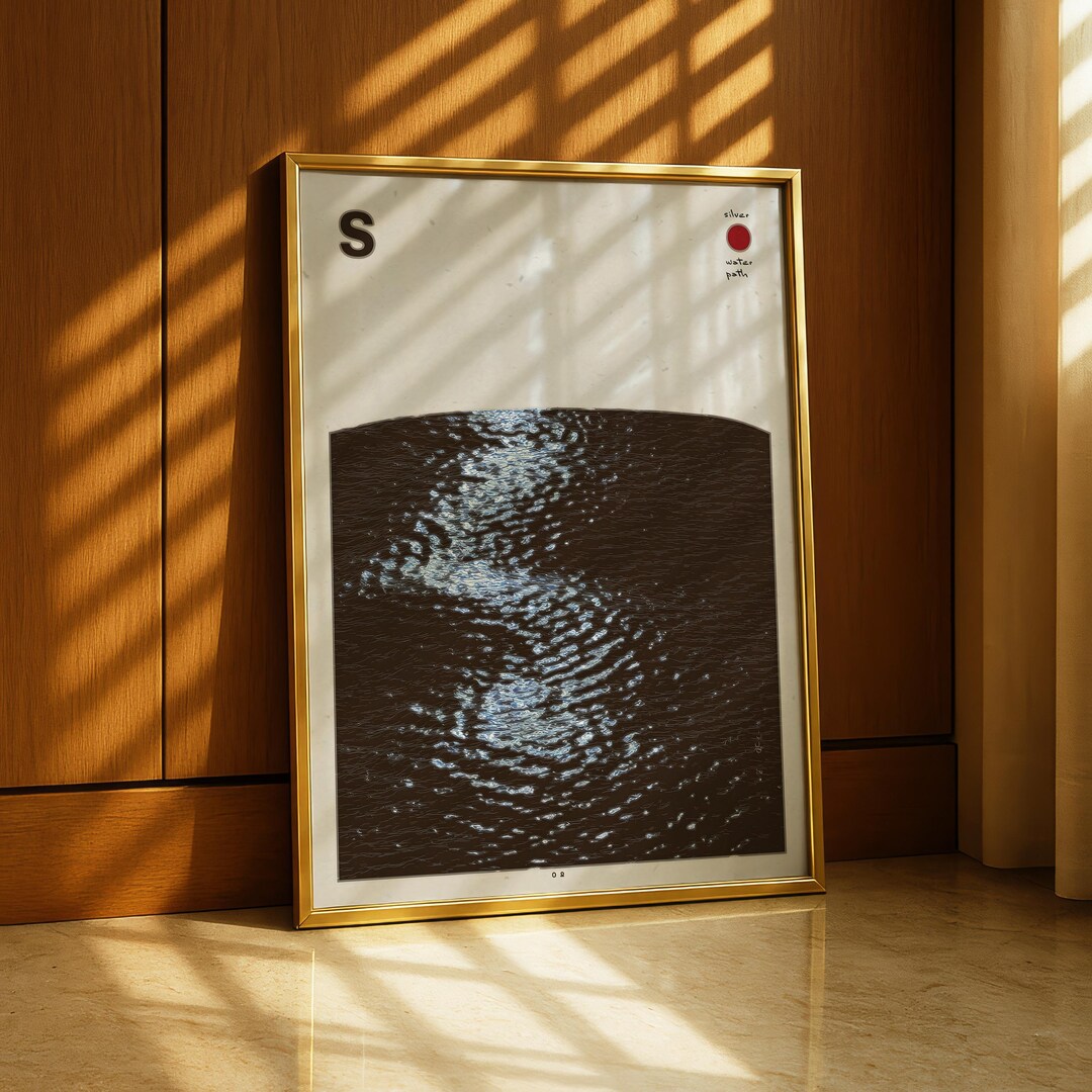 Water Ripple Art Print, Modern Minimal Poster, Neutral Black & Cream ...