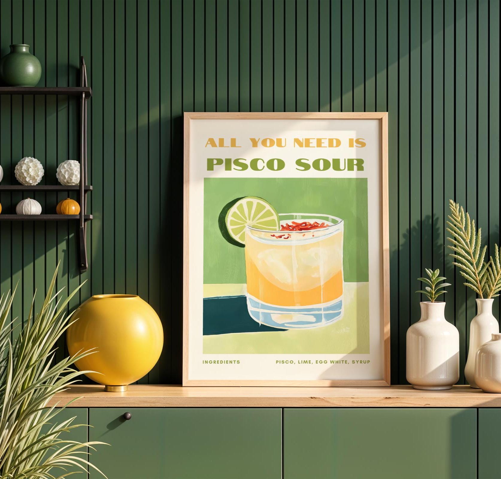 Pisco Sour Print – Classic Peruvian Cocktail Poster, Pisco Sour Wall ...