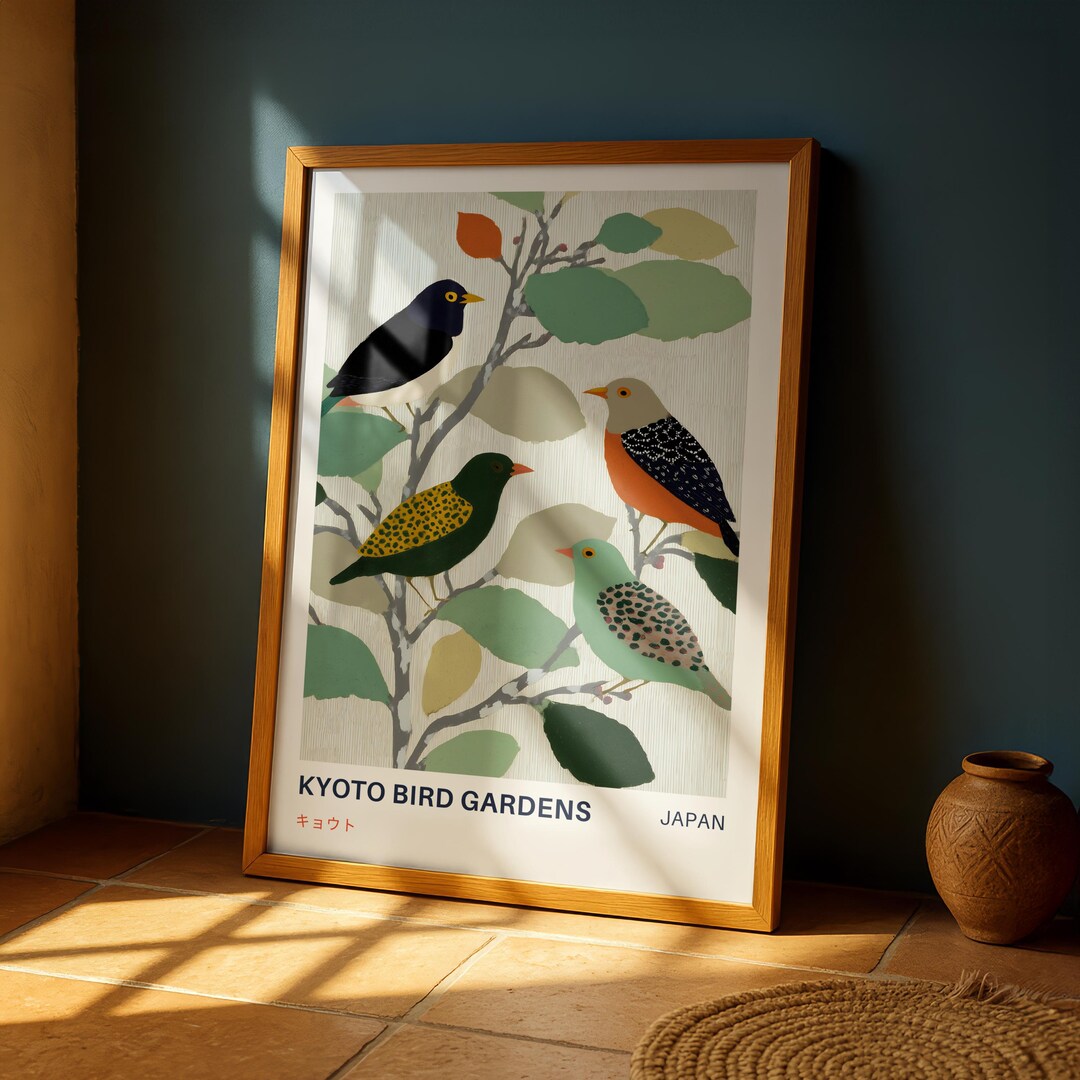 Japanese Bird Art Print – Kyoto Bird Gardens Vintage Poster, Japandi ...