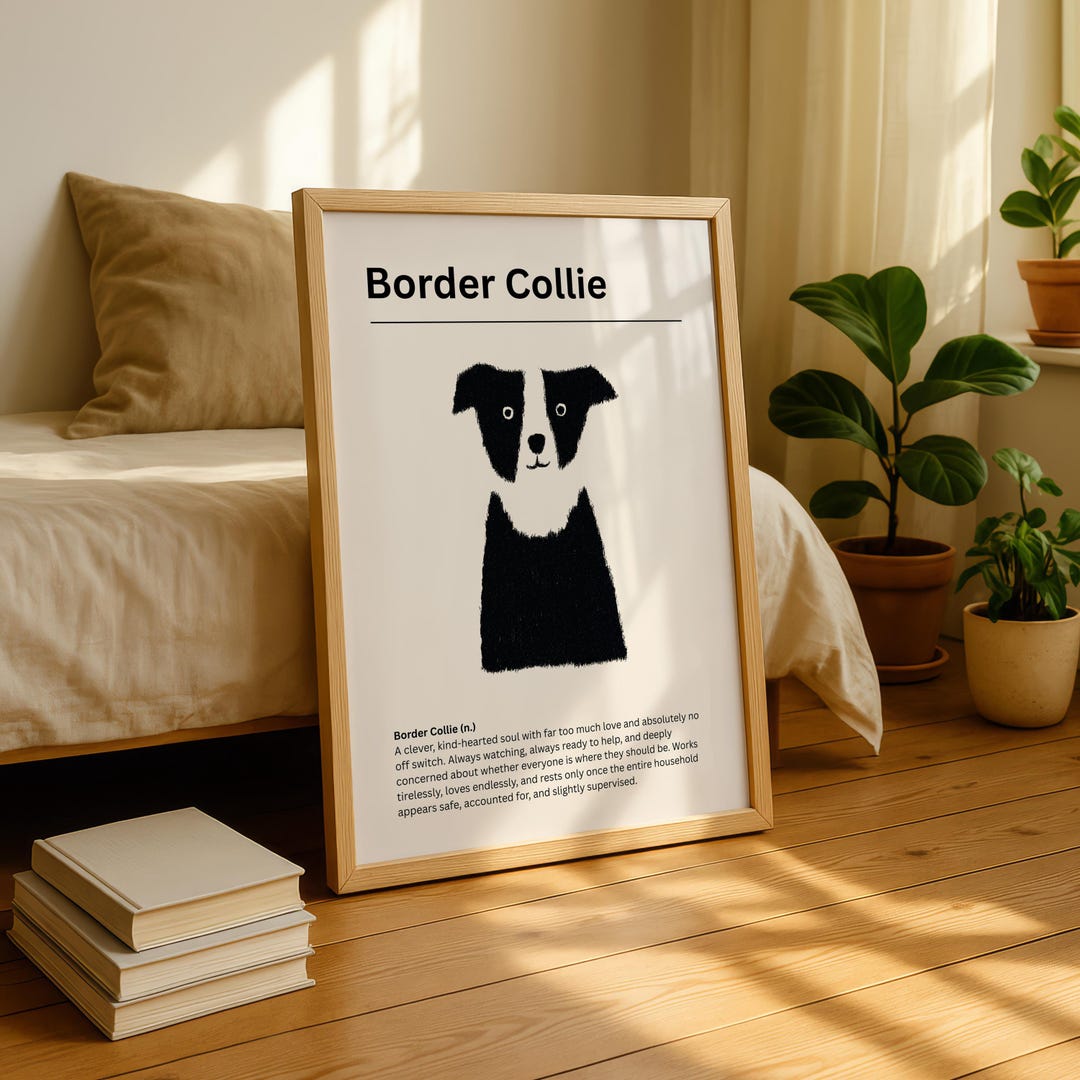 Border Collie Definition Print, Funny Border Collie Wall Art, Dog Lover ...