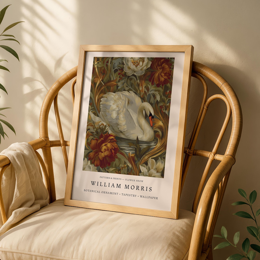 William Morris Botanical Swan Wall Art, Swan Print Poster, Vintage ...