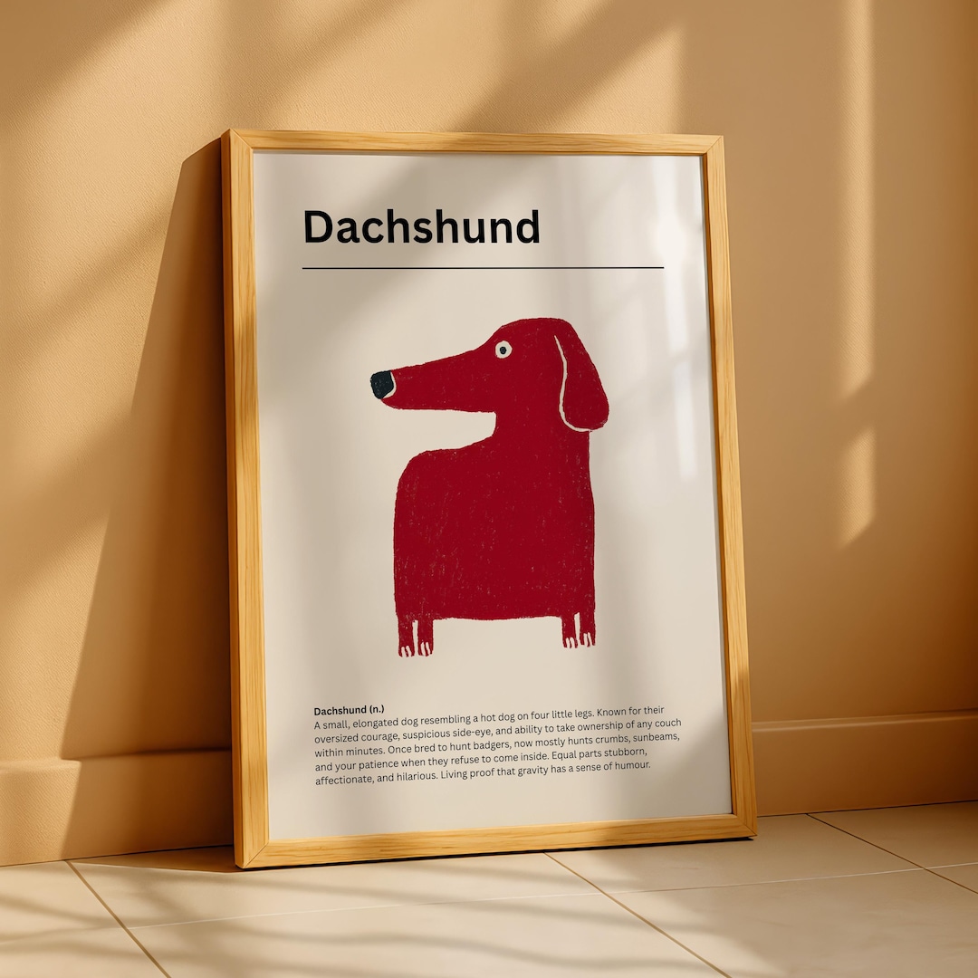 Dachshund Definition Print – Sausage Dog Definition Wall Art, Dog ...