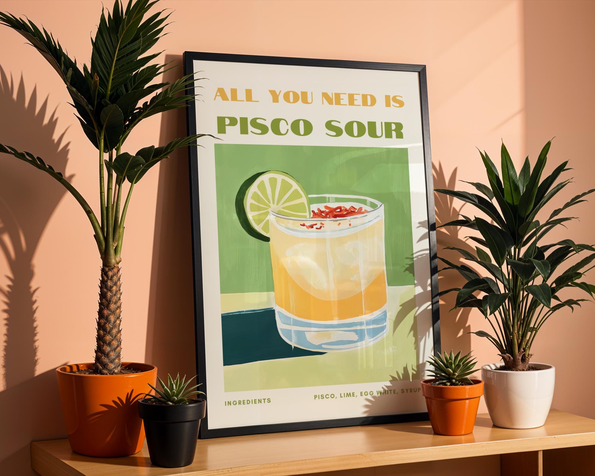 Pisco Sour Print – Classic Peruvian Cocktail Poster, Pisco Sour Wall ...