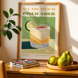 Pisco Sour Print – Classic Peruvian Cocktail Poster, Pisco Sour Wall ...