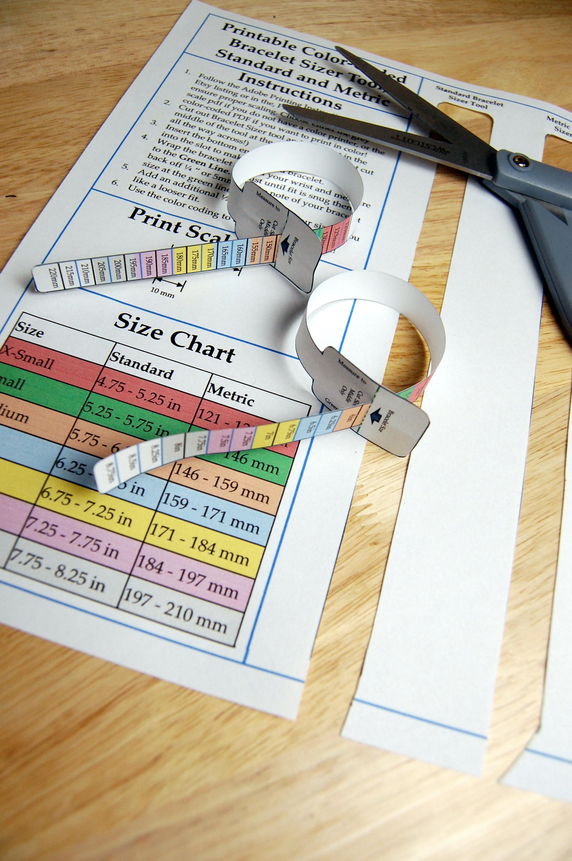 Printable Bracelet Sizer Tool: Standard & Metric (PDF Download) - Etsy