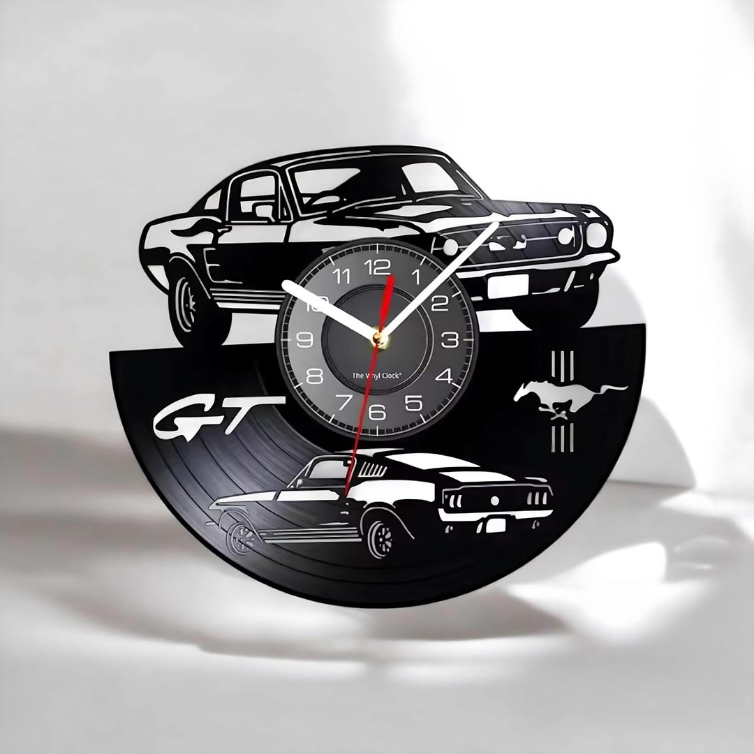 GT Premium Fastback Sports Car Vinyl Record Clock Silent Quartz, Man ...