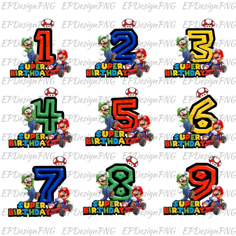 Super Mario Birthday Png, Super Mario Birthday Design, Mario Characters ...