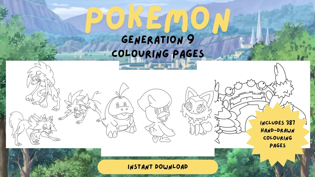 Pokémon Generation 9 Colouring Pages- Digital Download - Etsy