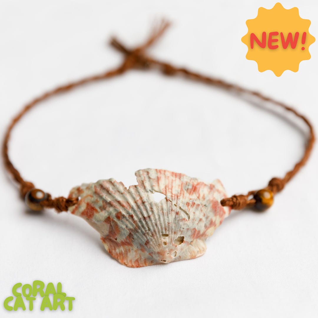 Braided and Beaded Authentic Sea Shell Choker, Handmade Jewelry, Beachy ...