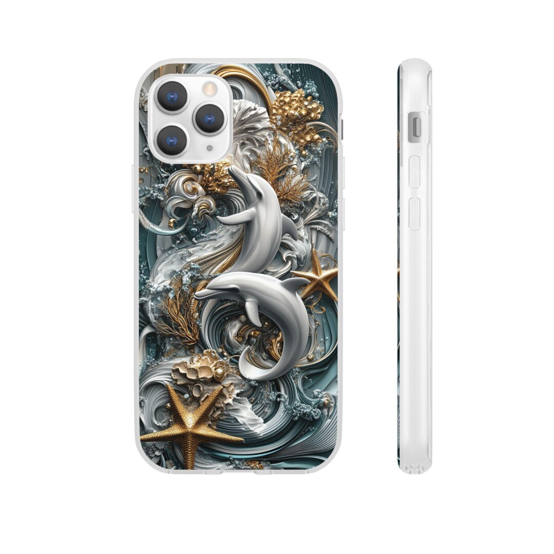Dolphin Flexi Case, Ocean Waves Phone Case, Sea Coral, 3D Starfish ...
