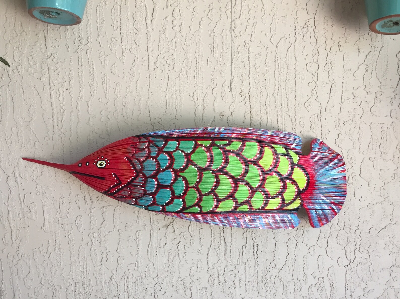 Tropical Red Fish Carved From Queen Palm Seed Pod 32 Inches - Etsy