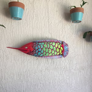 Tropical Red Fish Carved From Queen Palm Seed Pod 32 Inches Long Palm ...
