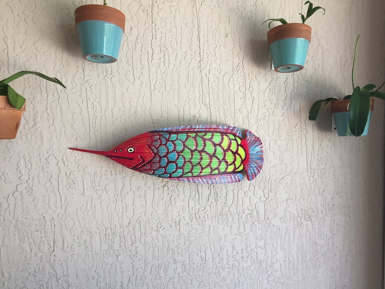 Tropical Red Fish Carved From Queen Palm Seed Pod 32 Inches - Etsy
