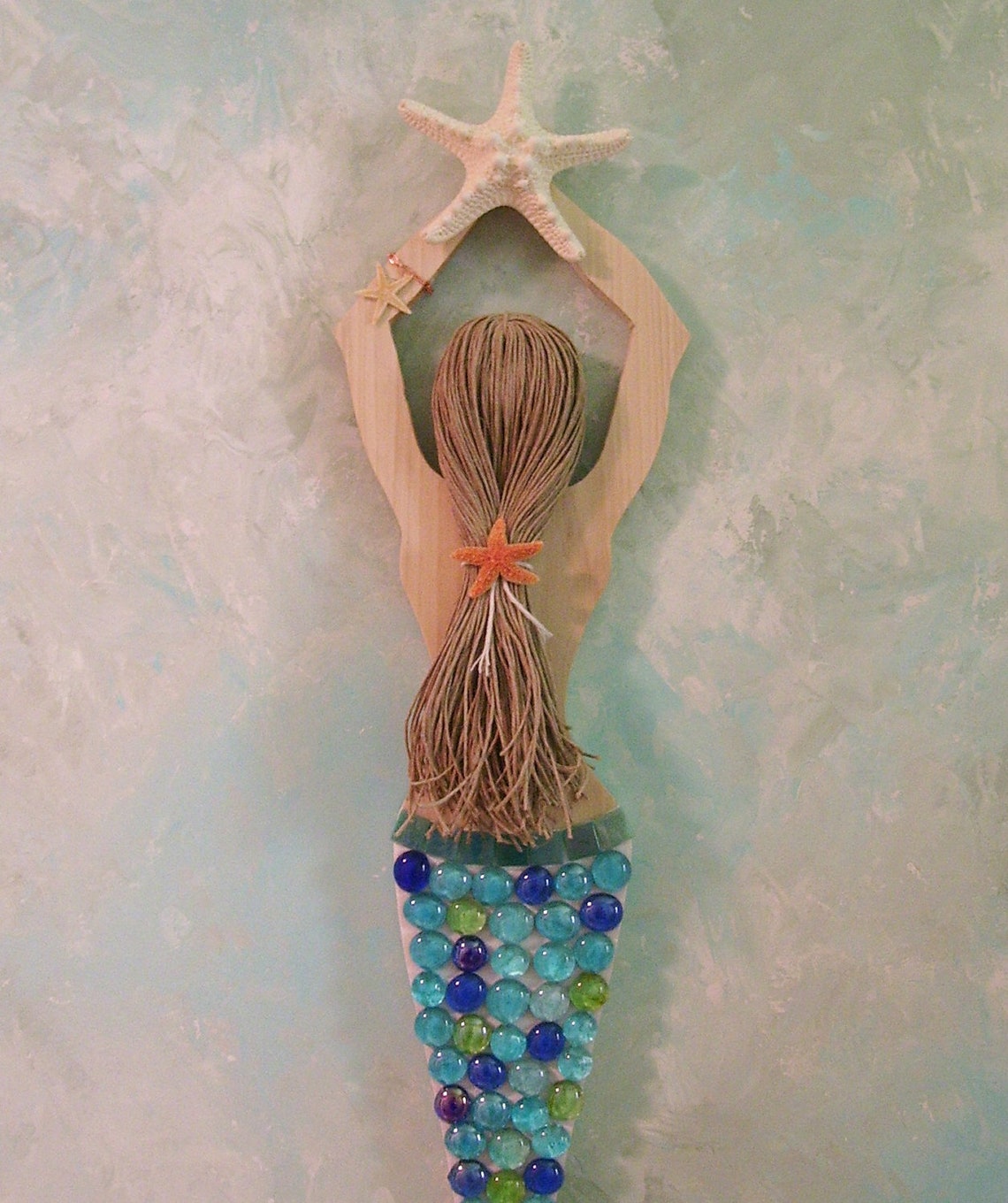 Mermaid Carved from Reclaimed Wood Hand Decorated and Painted | Etsy