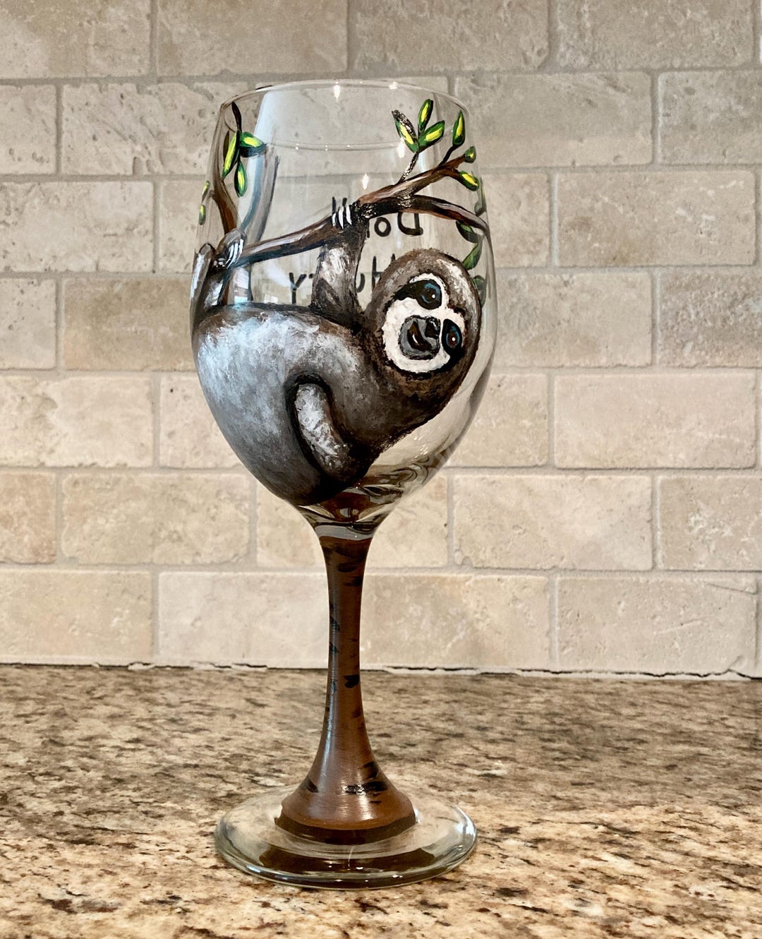 Sloth in Tree Wine Glass Hand Painted custom Order Only - Etsy