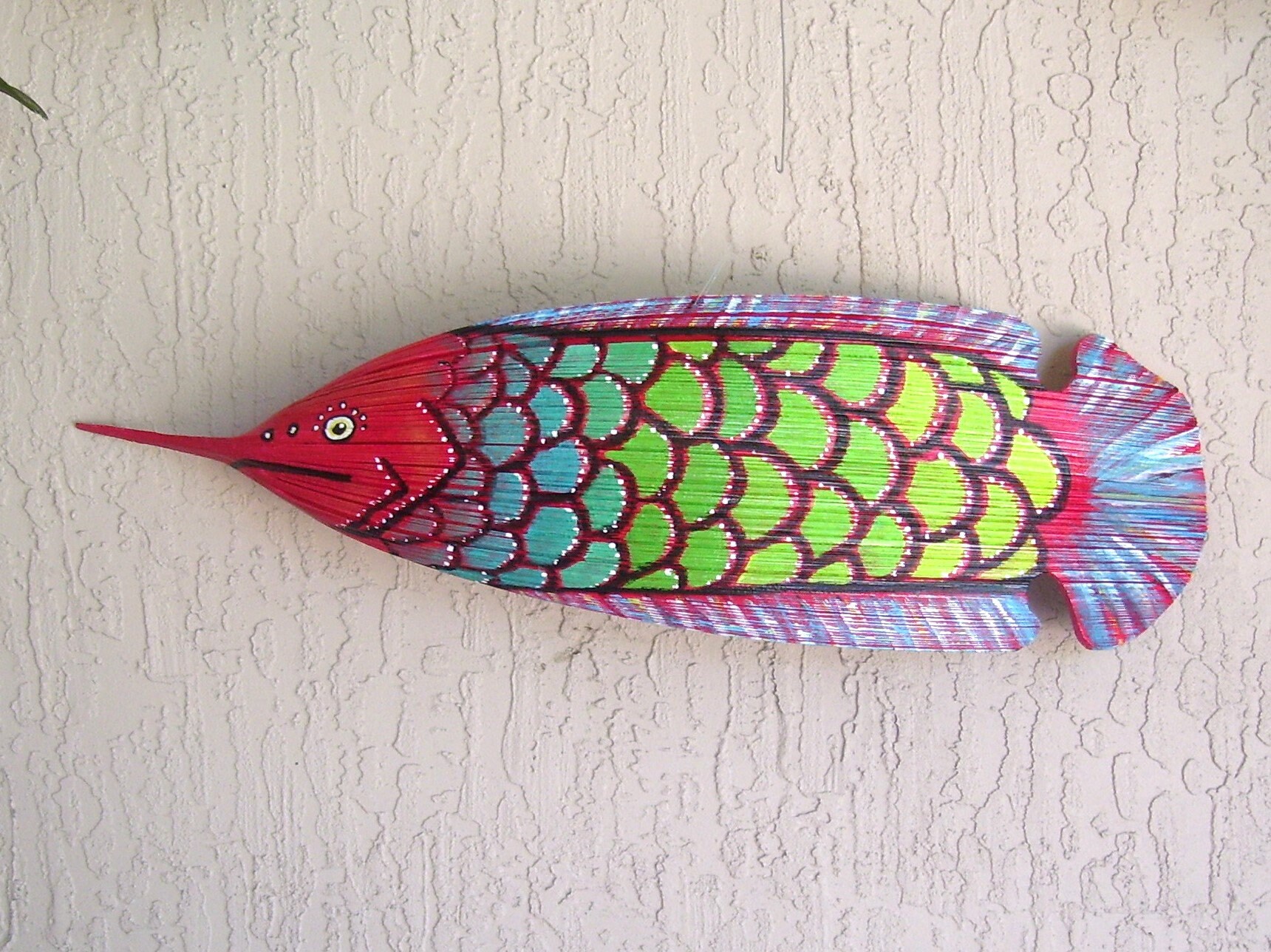 Tropical Red Fish Carved from Queen Palm Seed Pod 32 Inches | Etsy