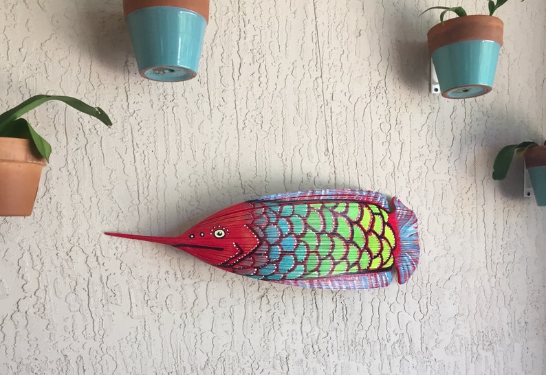 Tropical Red Fish Carved From Queen Palm Seed Pod 32 Inches - Etsy