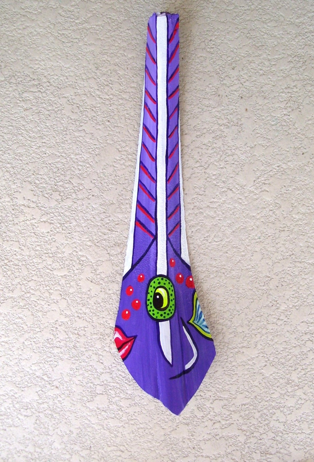 Purple Angelfish Tiki Mask on Fan Palm Frond - Etsy
