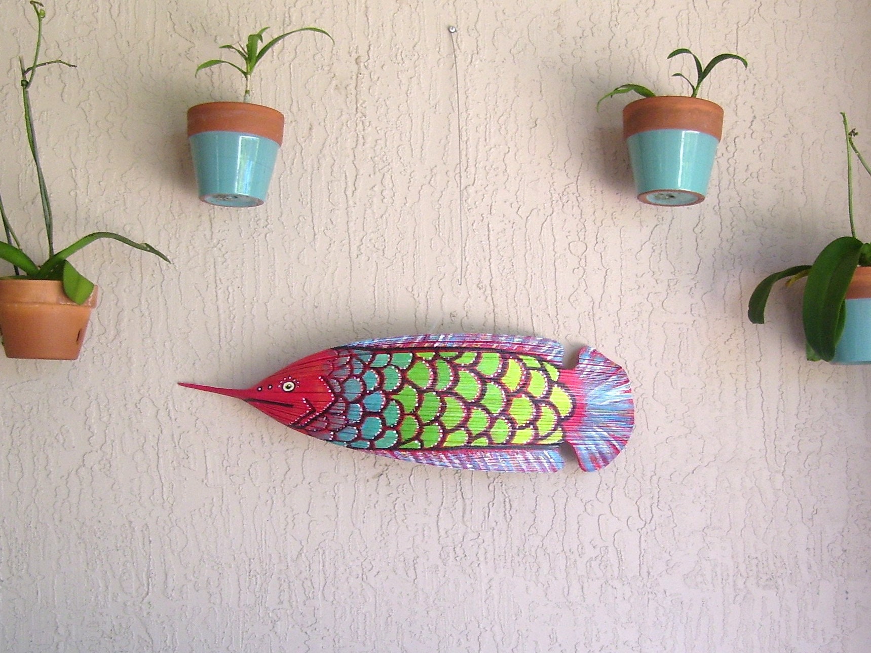 Tropical Red Fish Carved from Queen Palm Seed Pod 32 Inches | Etsy