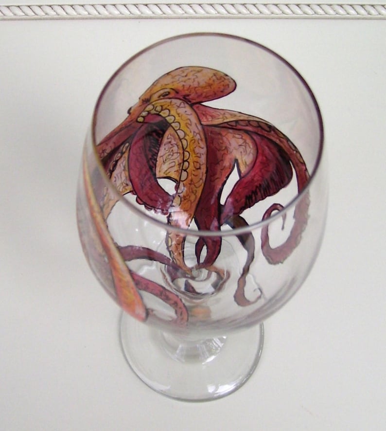Octopus Fish Wine Glass Hand Painted (custom Order Only) - Etsy