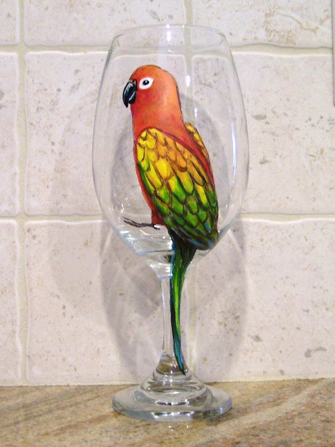Conure, Parrot, Cockatiel, Pet Bird Wine Glass Hand Painted (custom ...