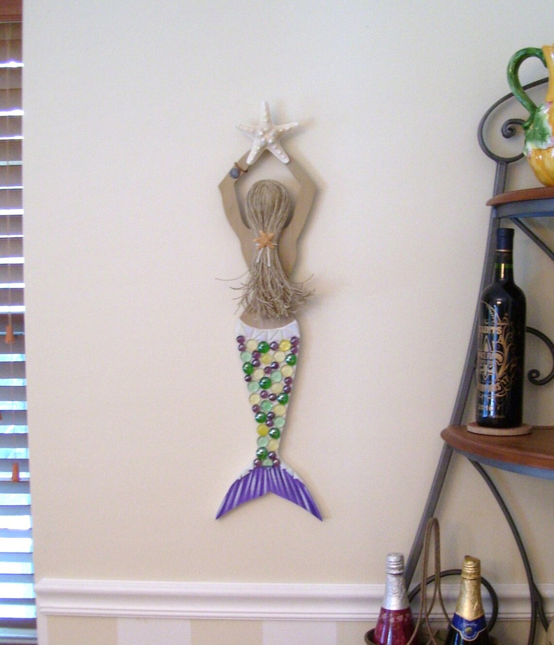 Mermaid Carved from Reclaimed Wood Hand Decorated and Painted | Etsy