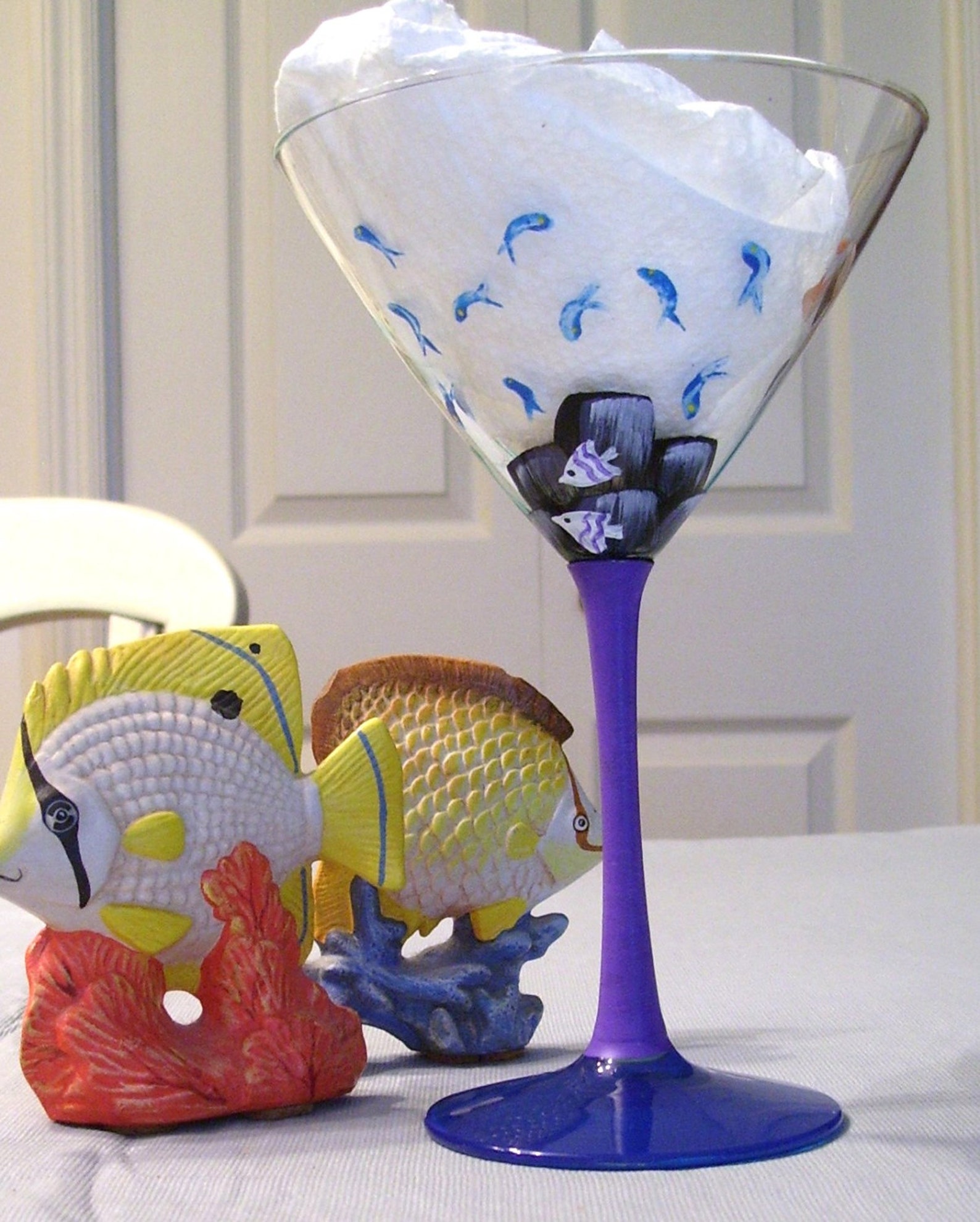 Mermaid Martini Glass Hand Painted Cocktail Wine Glass Candle Holder ...