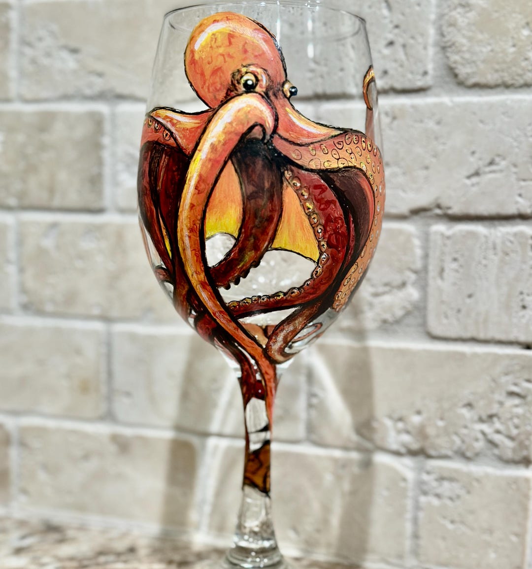 Octopus Fish Wine Glass Hand Painted (custom Order Only) - Etsy