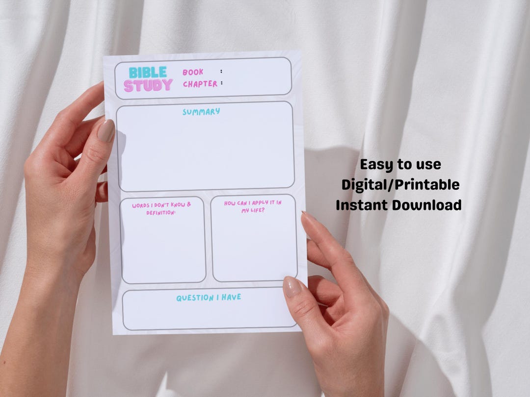Printable Bible Study Templates Christian Study Guide Faith Journal ...