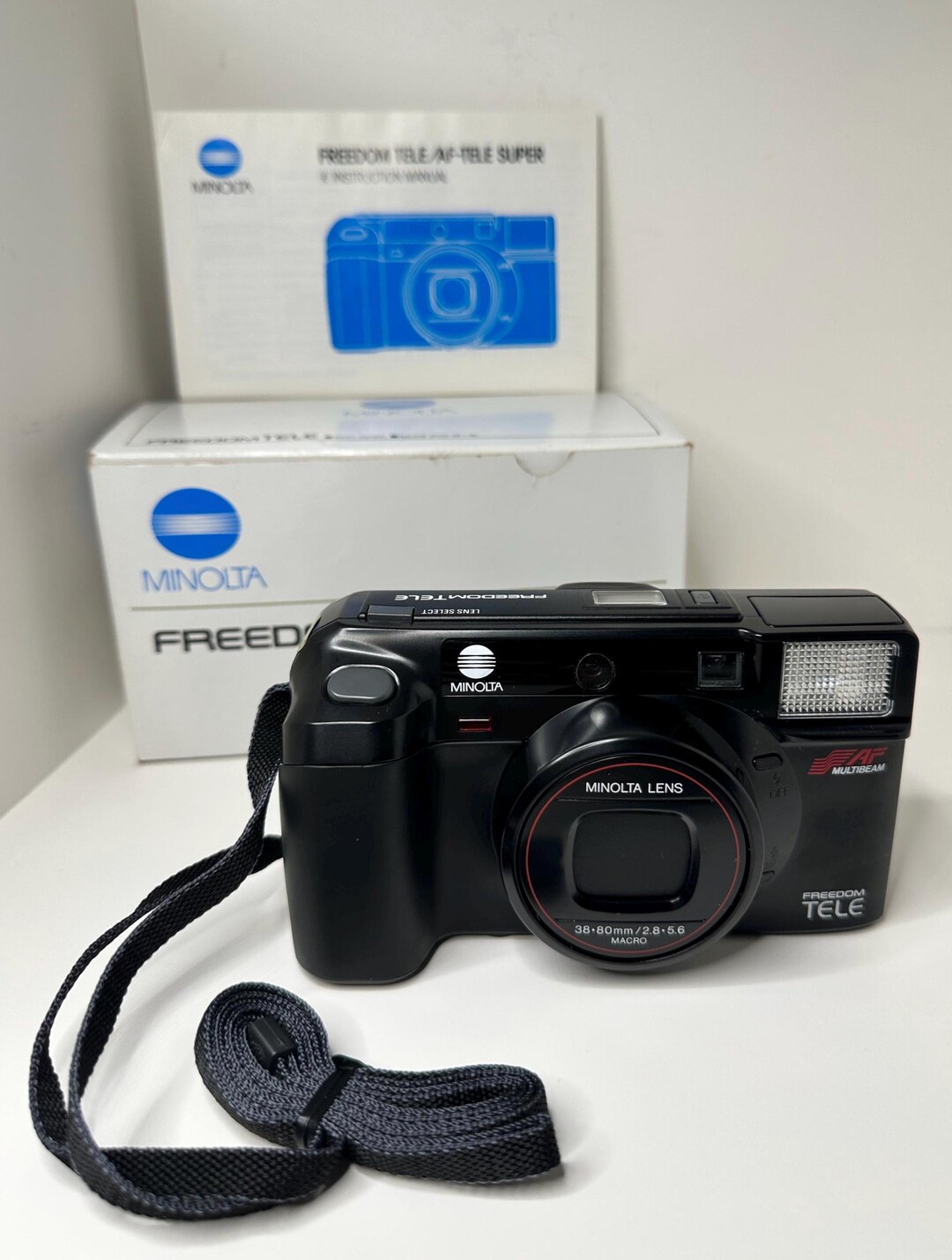 Minolta Freedom Tele AF Multibeam 35mm Camera 38-80mm/2.8-5.6 Macro ...