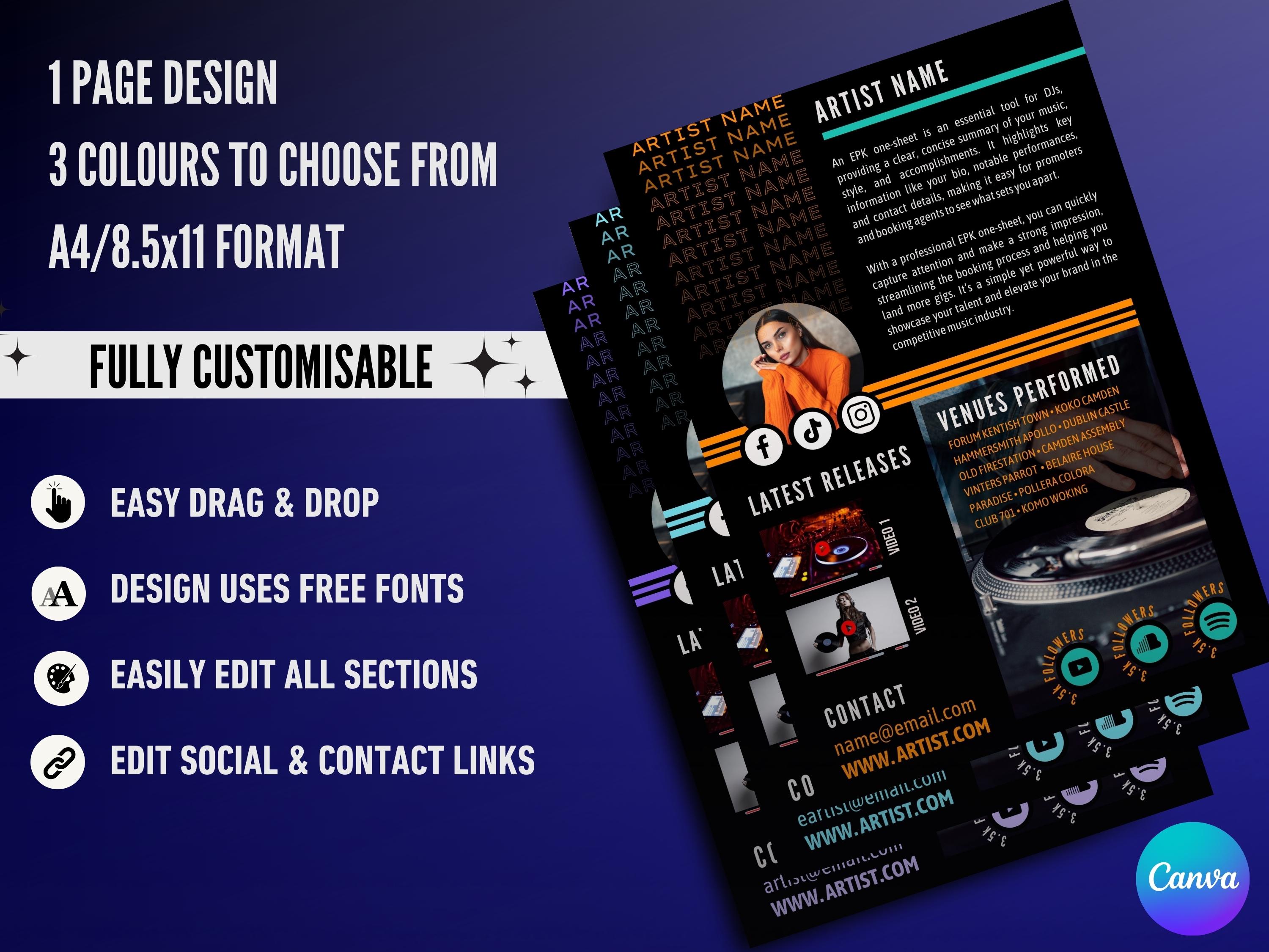 Electronic Press Kit Media Kit Template for Musicians Press Kit for ...