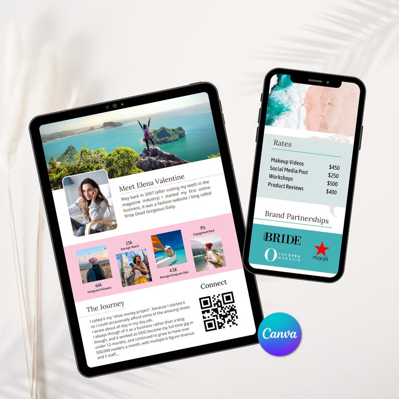 3 Page Media Kit Template Instagram Rate Sheet Template Editable ...