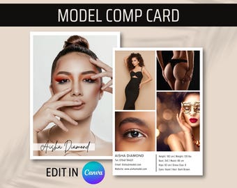 Comp Card, Model Comp Card Template, Zed Card for Models Template, Model Comp Card Three Photos ...