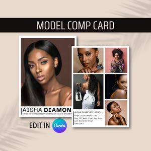 Comp Card, Model Comp Card Template, Zed Card for Models Template, Model Comp Card Three Photos ...