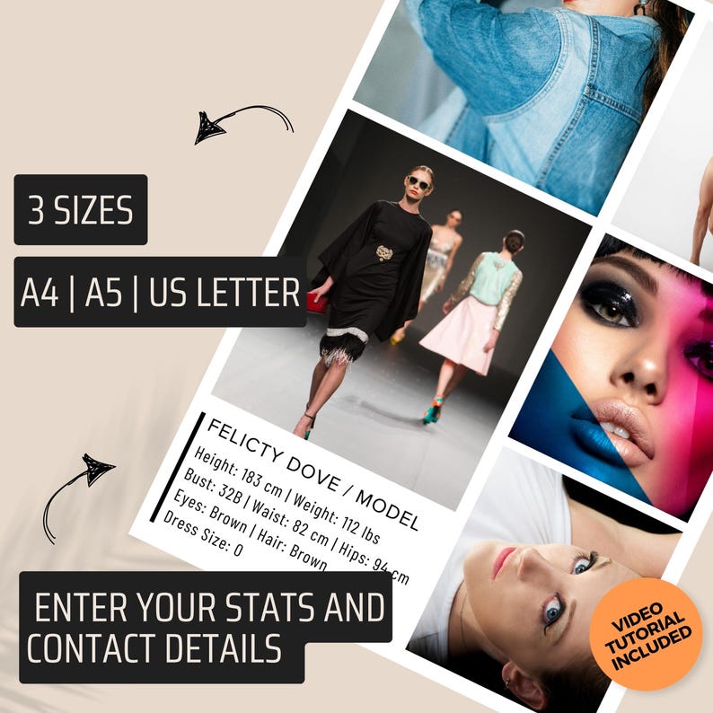 Comp Card, Model Comp Card Template, Zed Card for Models Template ...