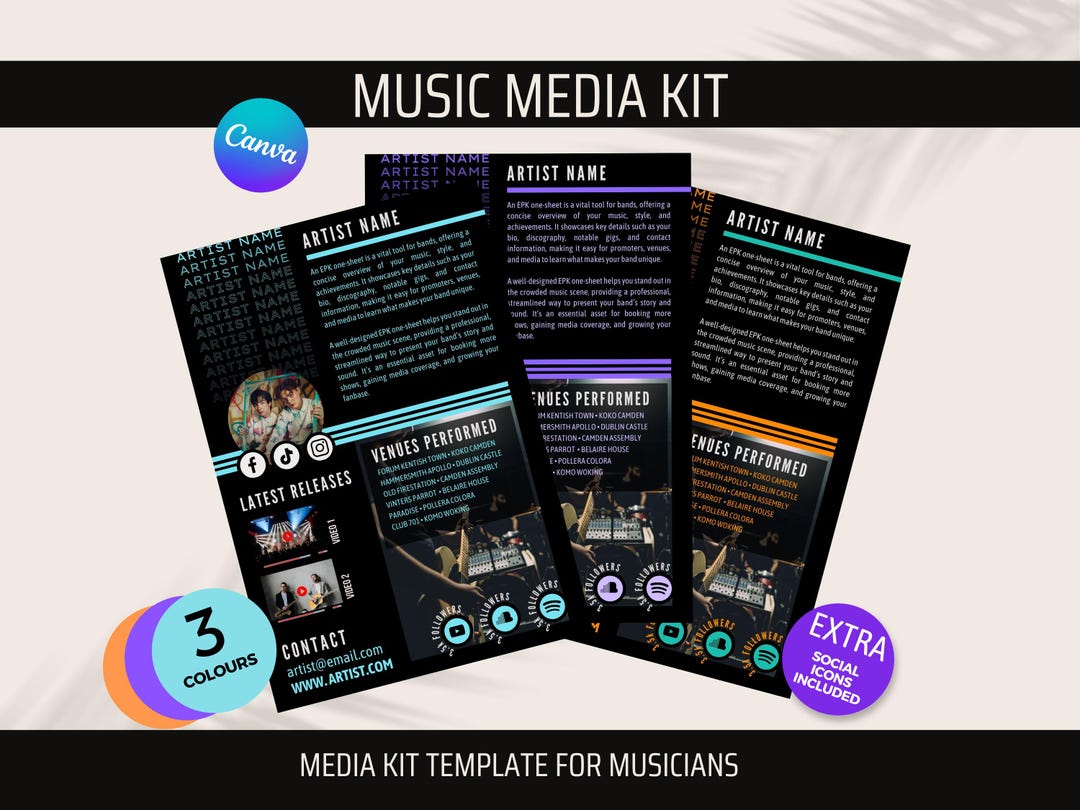 Musician Media Kit: EPK Canva Template (1 Page) - Etsy