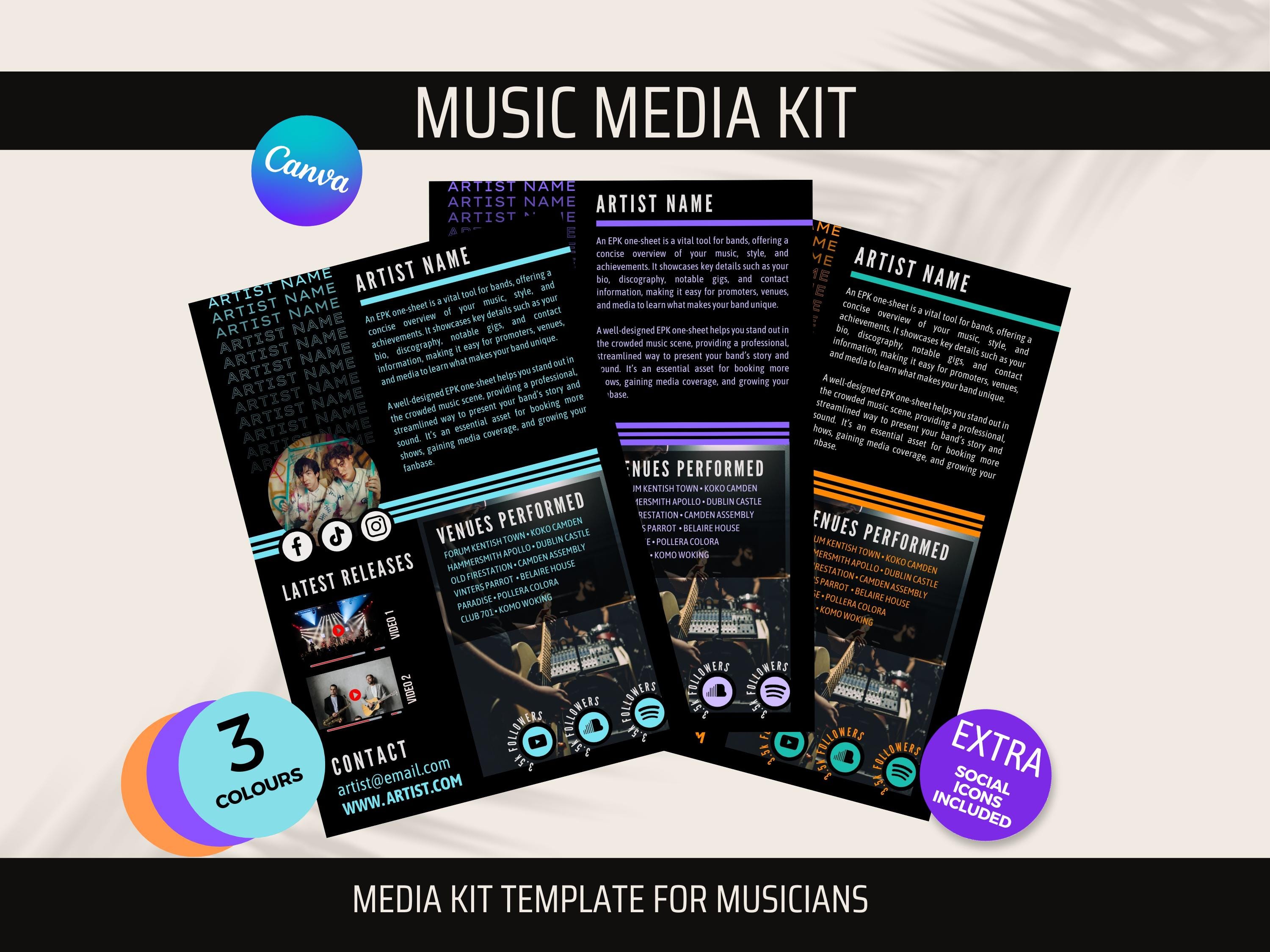 Musician Media Kit: EPK Canva Template (1 Page) - Etsy