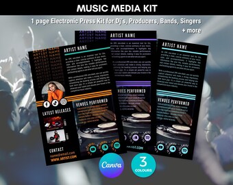 3-page Band Press Kit | Media Kit Template for Musicians | Press Kit for Music Artists ...