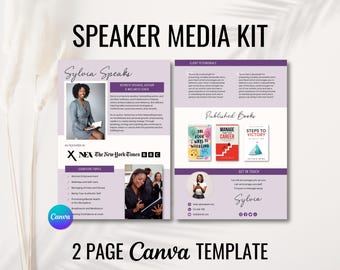 Editable Speaker Media Kit Template for Keynote Speakers, Authors, Coaches & Entrepreneurs ...