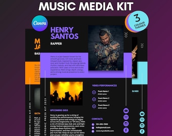 Electronic Press Kit | Media Kit Template for Musicians | Press Kit for Music Artists | 4 Page ...