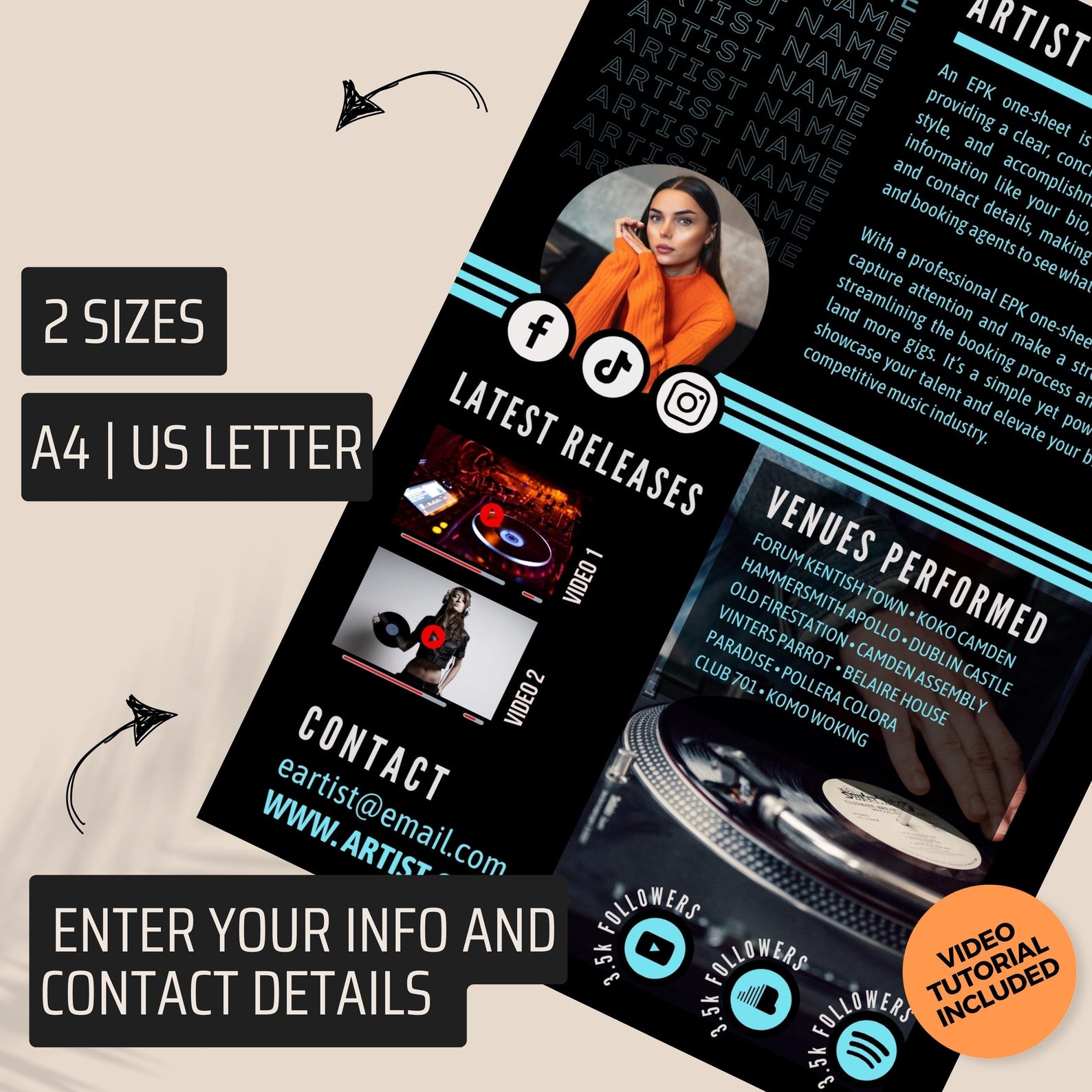 Music Media Kit Template: Musician EPK, Canva Design (digital Download ...