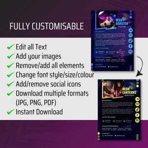 Musician Media Kit Template: 1-page Music EPK, Canva - Etsy