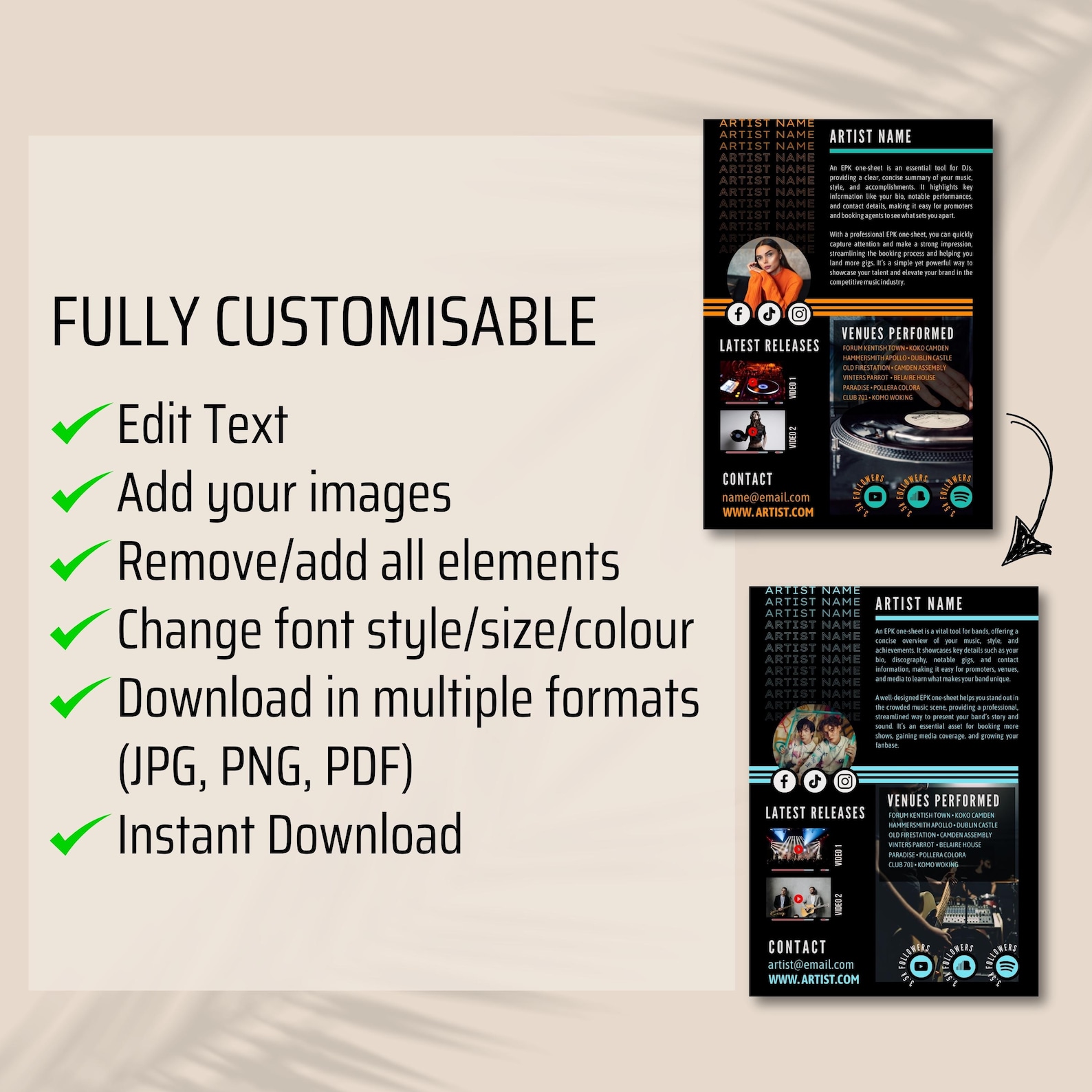 Music Media Kit Template: Musician EPK, Canva Design (digital Download ...