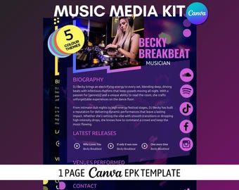 3-page Band Press Kit | Media Kit Template for Musicians | Press Kit for Music Artists ...