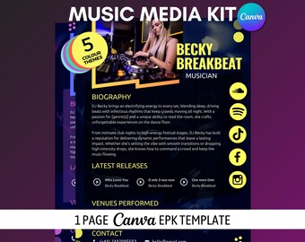 3-page Band Press Kit | Media Kit Template for Musicians | Press Kit for Music Artists ...